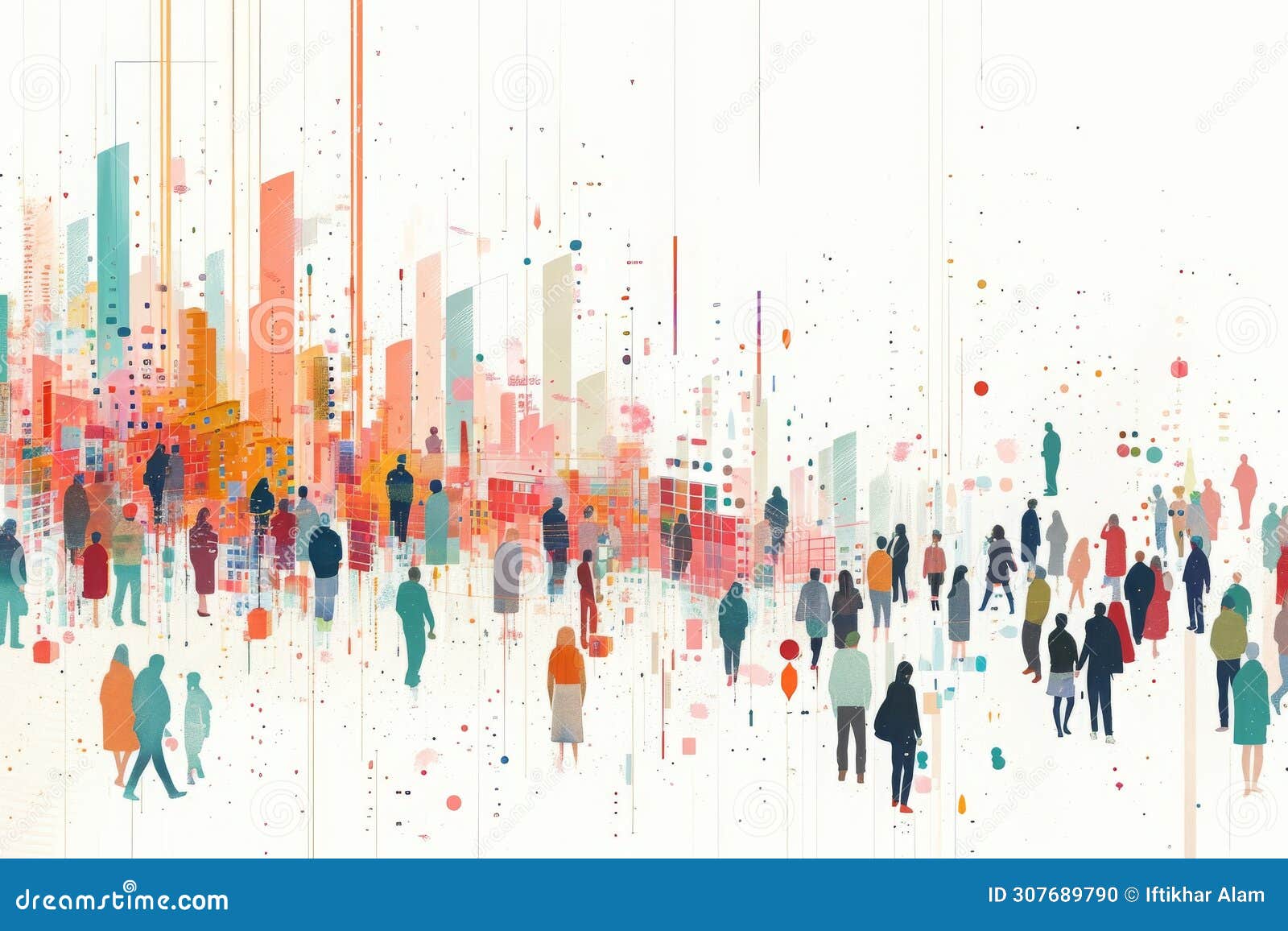 A Large Group of People Walking Down a Busy City Street Lined with ...