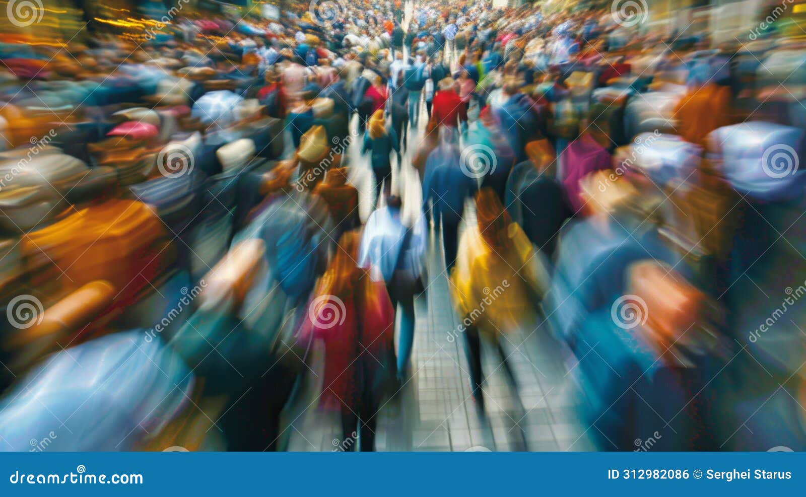 A Large Group of People Walking Down a Crowded Street, AI Stock Photo ...
