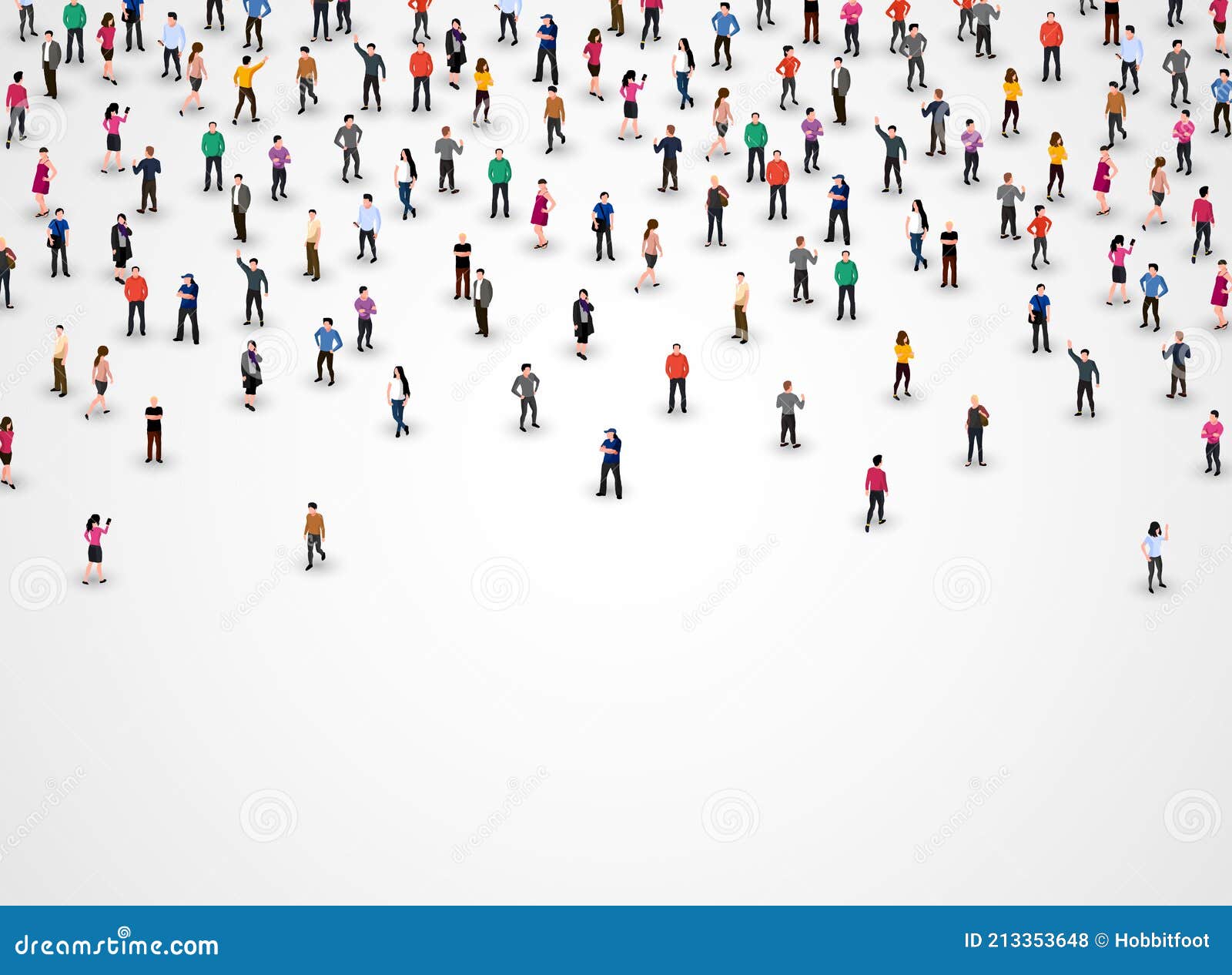 Large Group of People on White Background. People Crowd Concept Stock ...