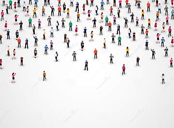Large Group of People on White Background. People Crowd Concept Stock ...