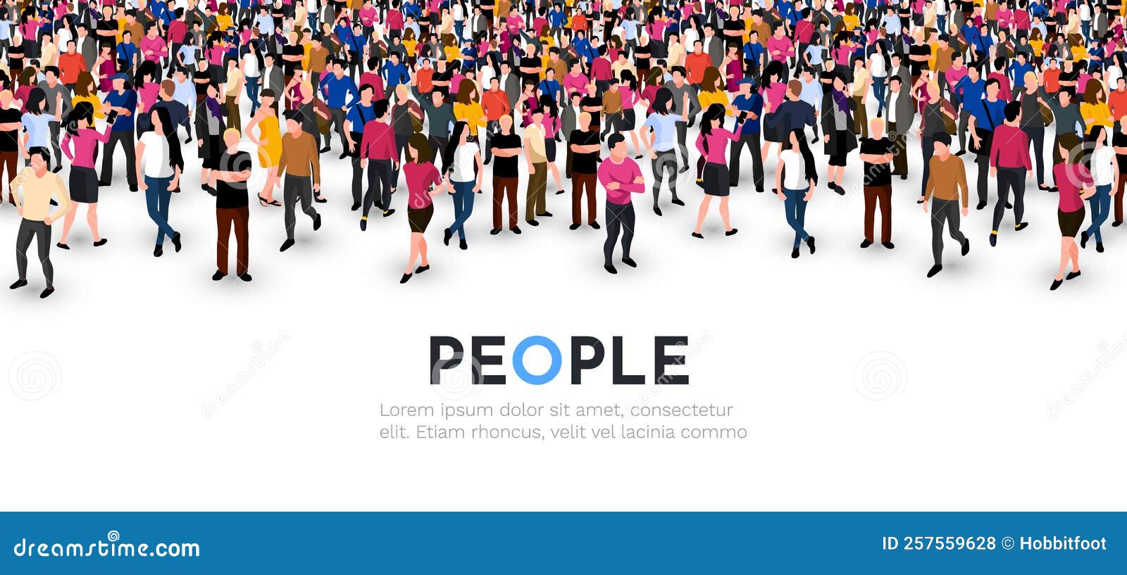 Large Group of People on White Background. People Crowd Concept Stock ...