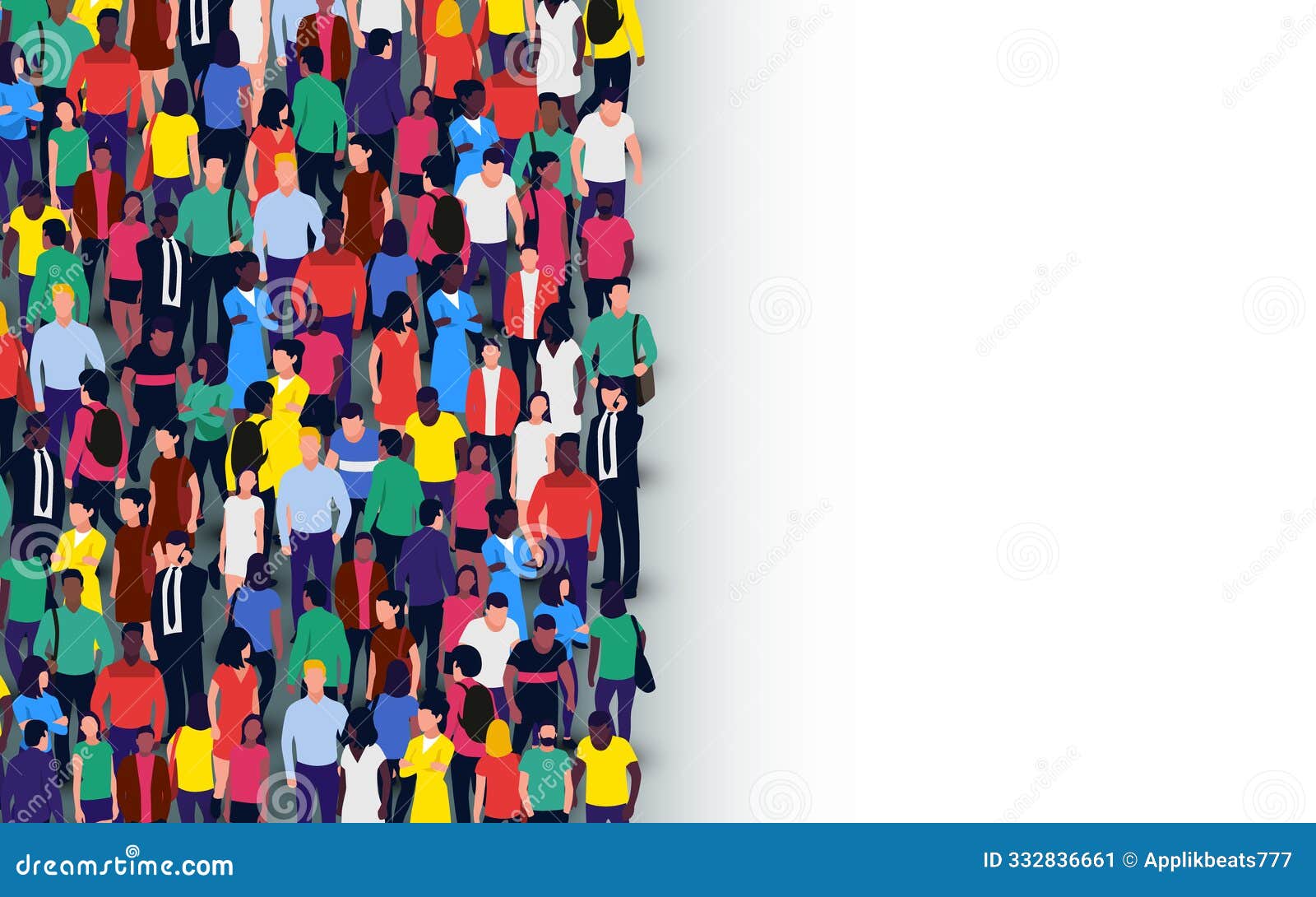 Large Group of People on White Background. People Crowd Concept Stock ...