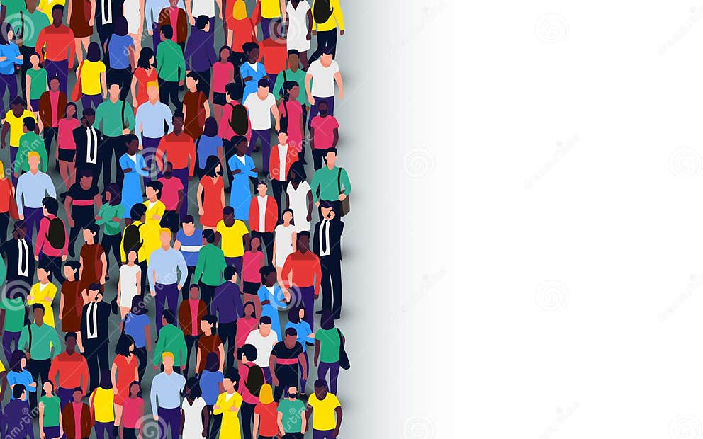 Large Group of People on White Background. People Crowd Concept Stock ...