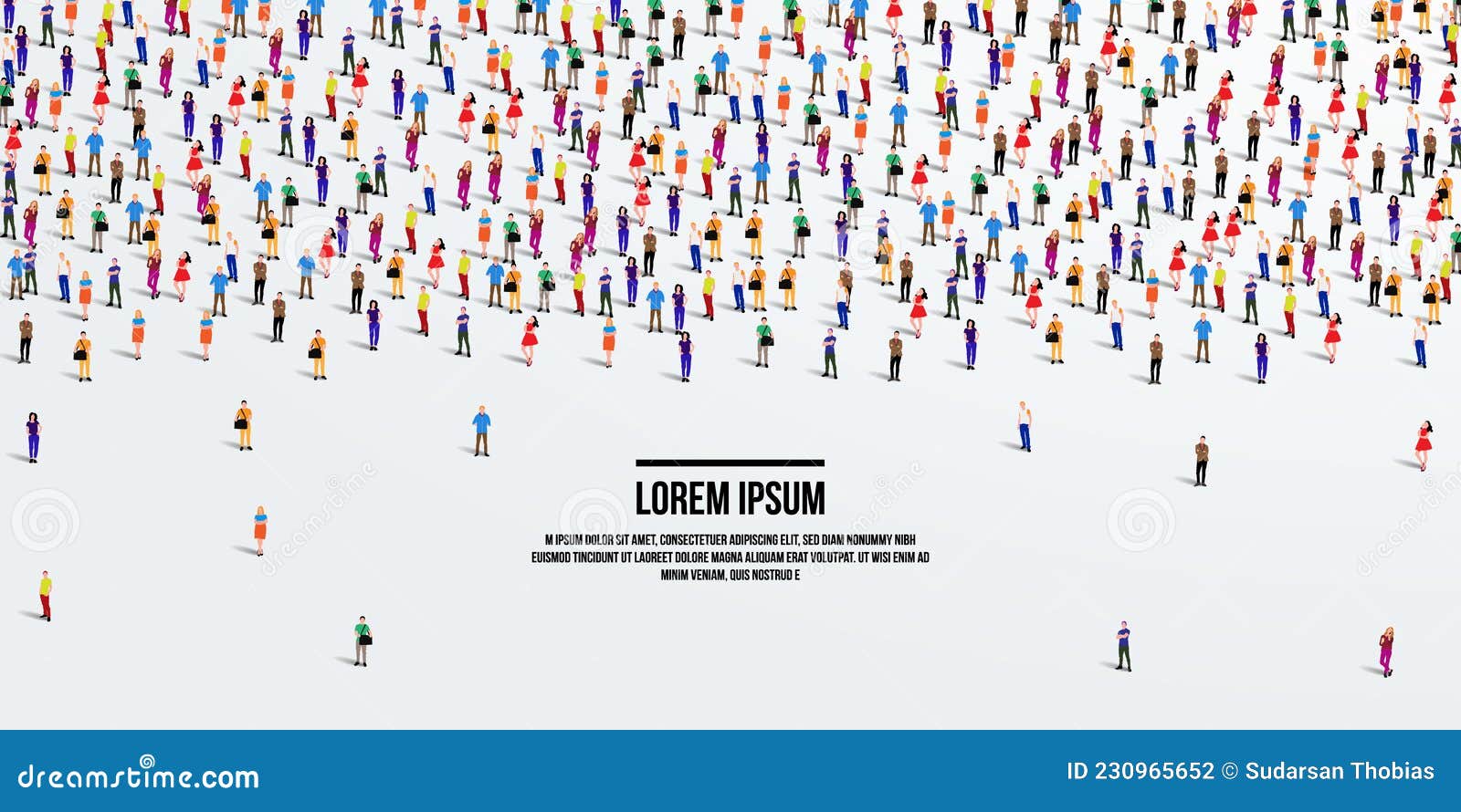 A Large Group of People on White Background. Crowd Seamless Background ...