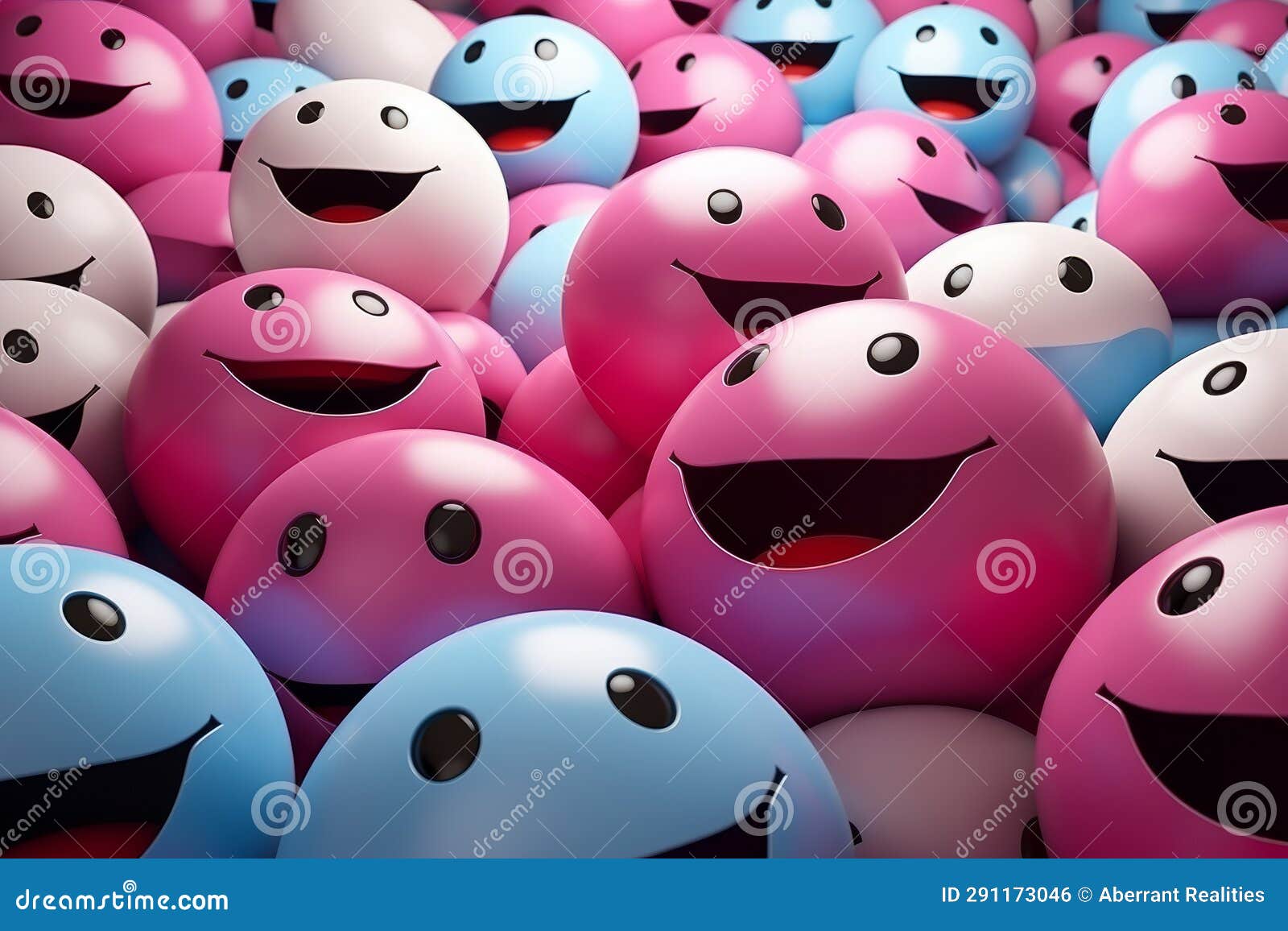 A Large Group of Pink and Blue Smiley Faces Stock Illustration ...
