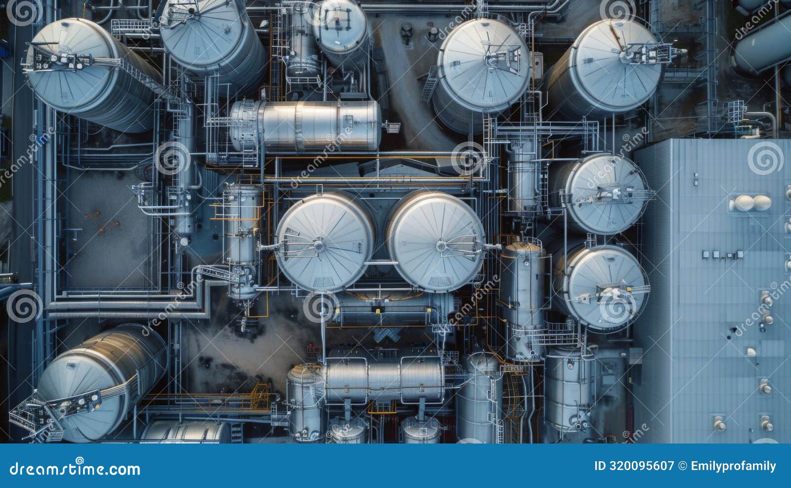 Complex Network of Pipes and Tanks in Industrial Building Stock Image ...