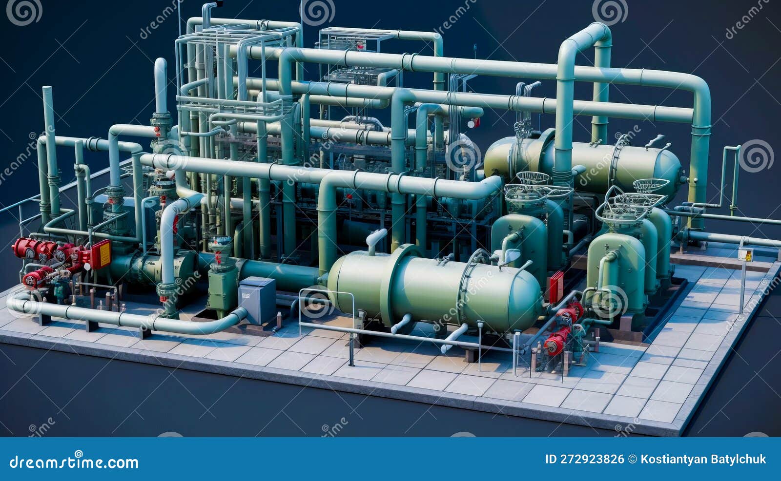 Large Group of Pipes and Valves in Building. Generative AI Stock ...