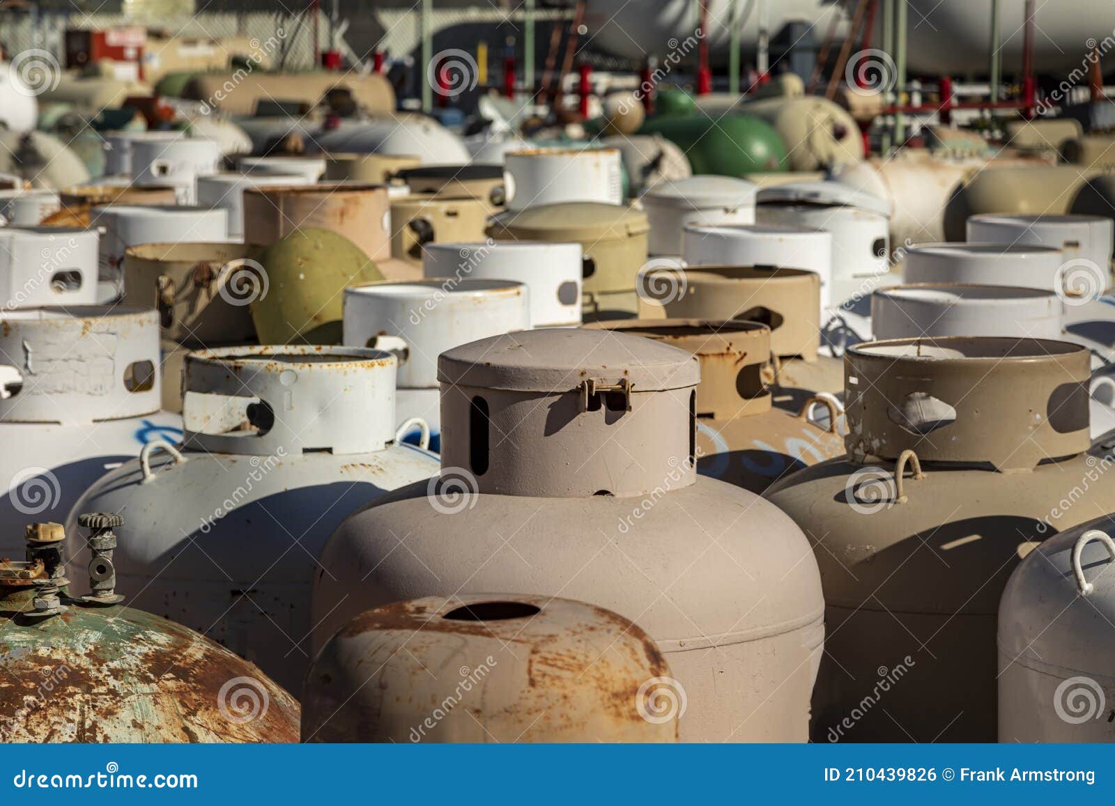 Close Up of a Large Group of Propane Tanks in an Industrial Yard Stock ...