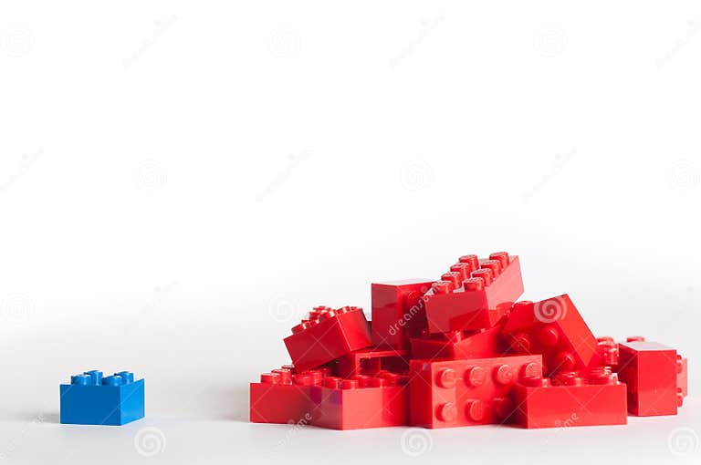 A Large Group of Red Lego Blocks and One Blue Editorial Stock Photo ...