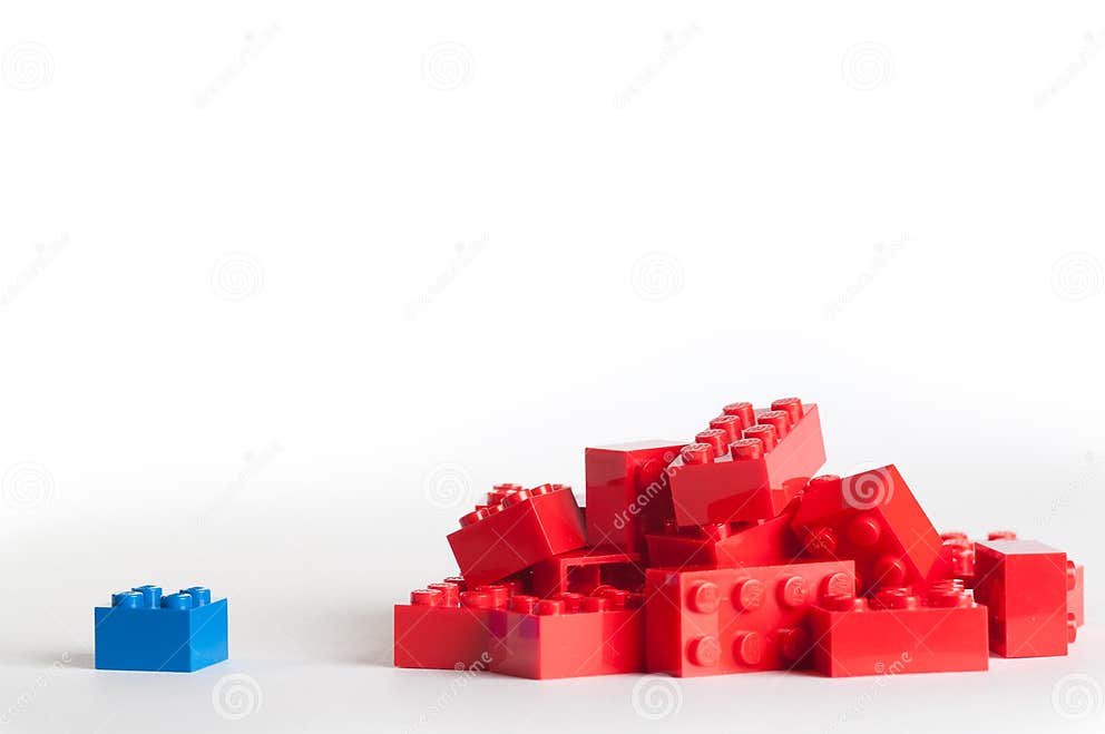 A Large Group of Red Lego Blocks and One Blue Editorial Stock Photo ...