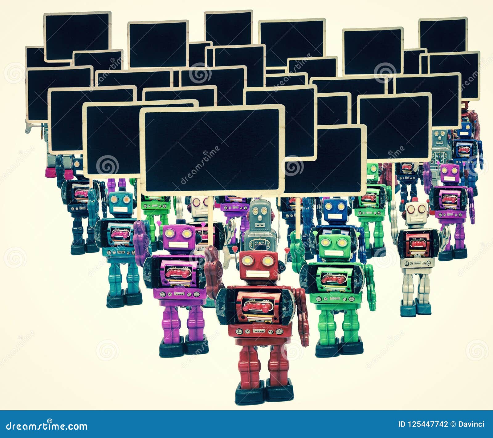 A Large Group of Robot Protesters Stock Photo - Image of community ...