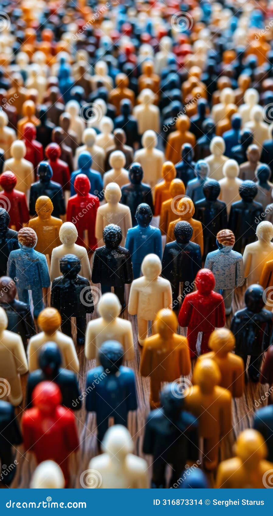 A Large Group of Small Plastic People Standing in a Line, AI Stock ...