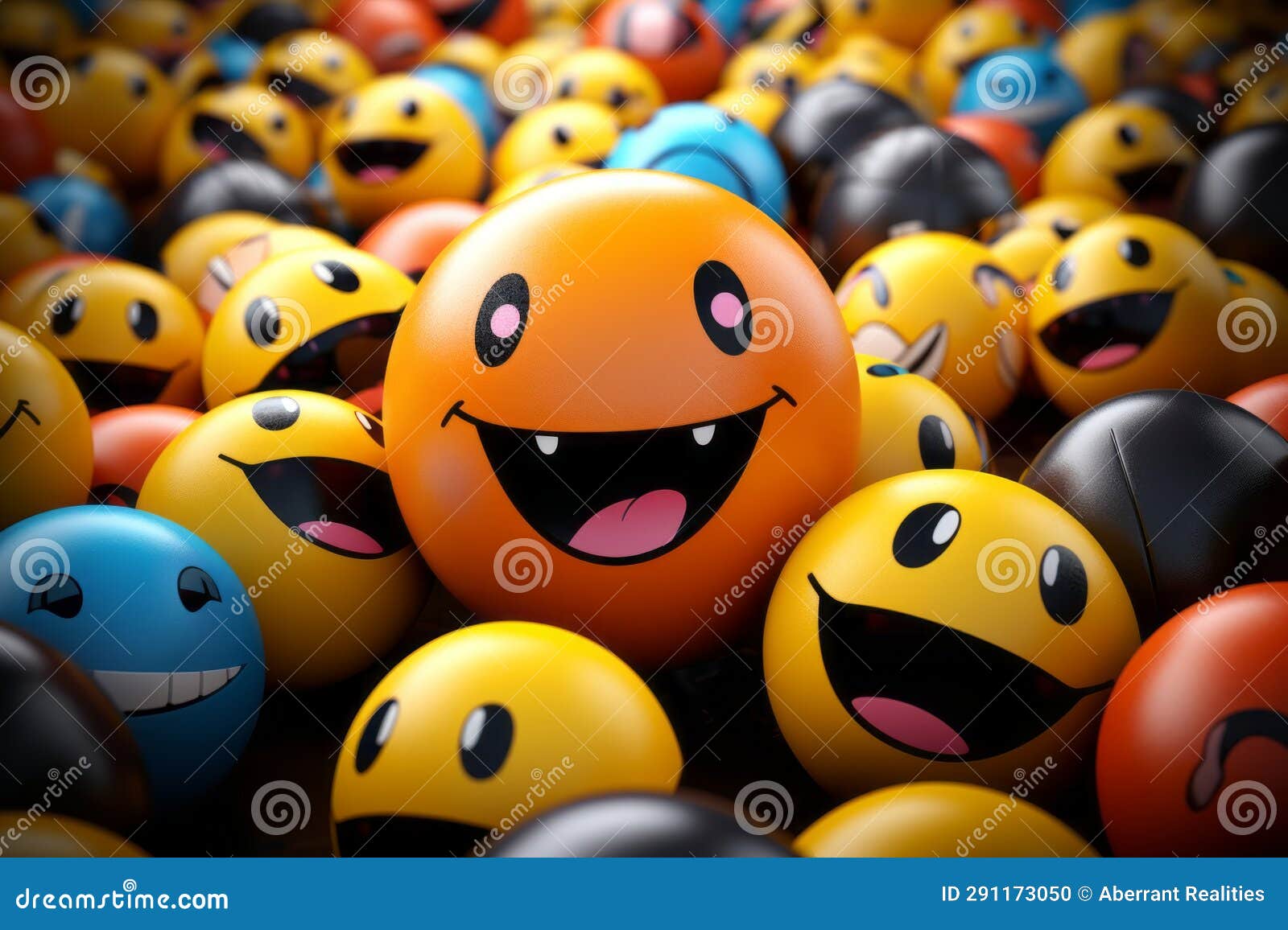 A Large Group of Smiley Faces with Different Colors Stock Illustration ...
