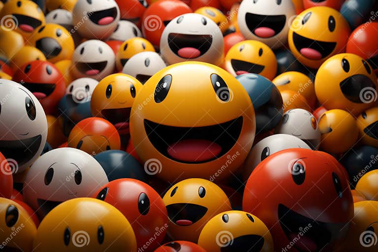 A Large Group of Smiley Faces with Many Different Colors Stock ...