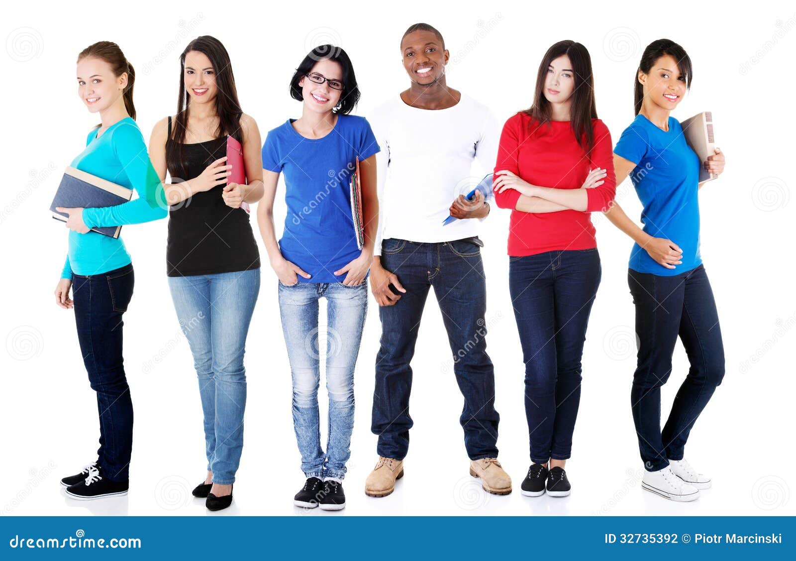 Large Group of Smiling Friends Staying Together. Stock Photo - Image of ...