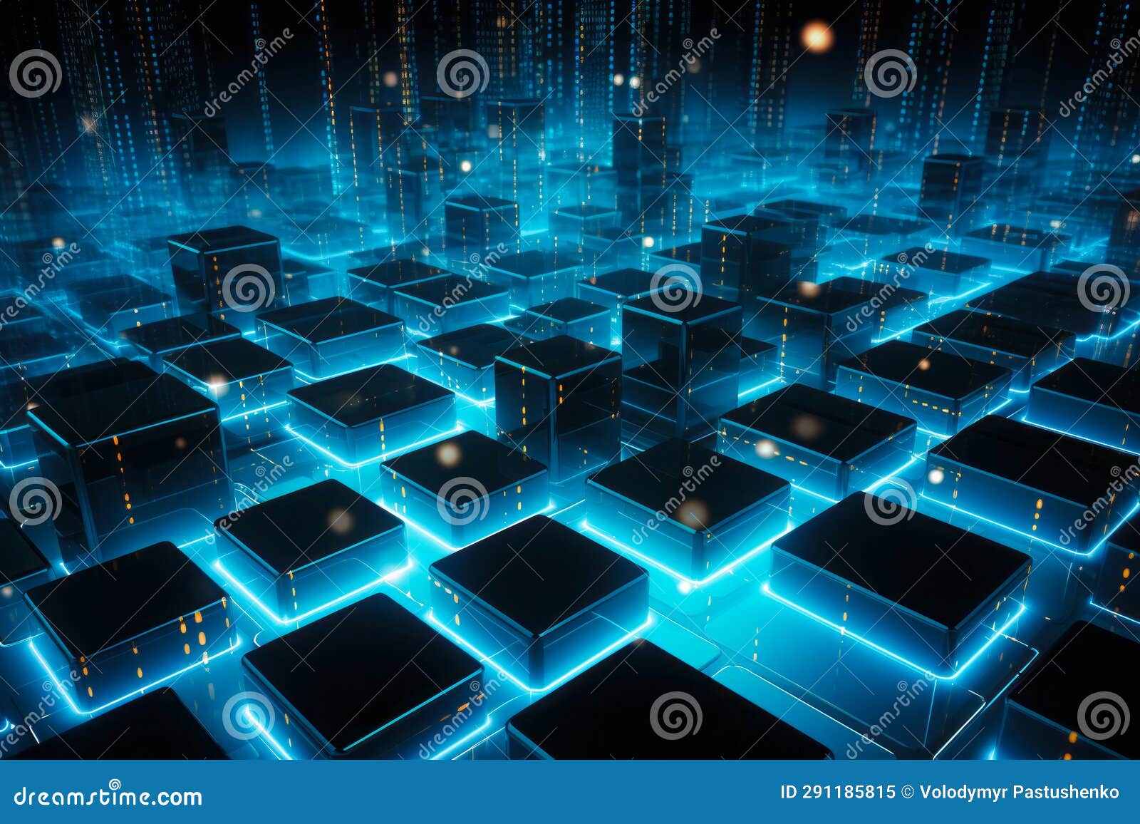 Large Group of Square Shaped Objects with Lights on Them. Generative AI ...