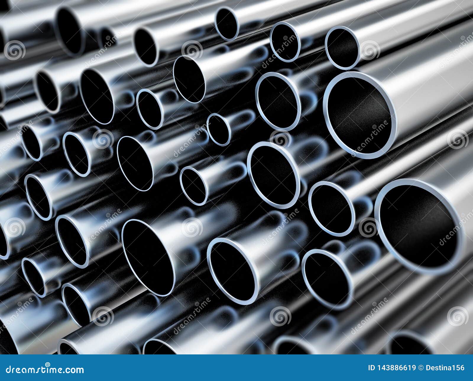 Large Group of Steel Tubes. 3D Illustration Stock Illustration ...