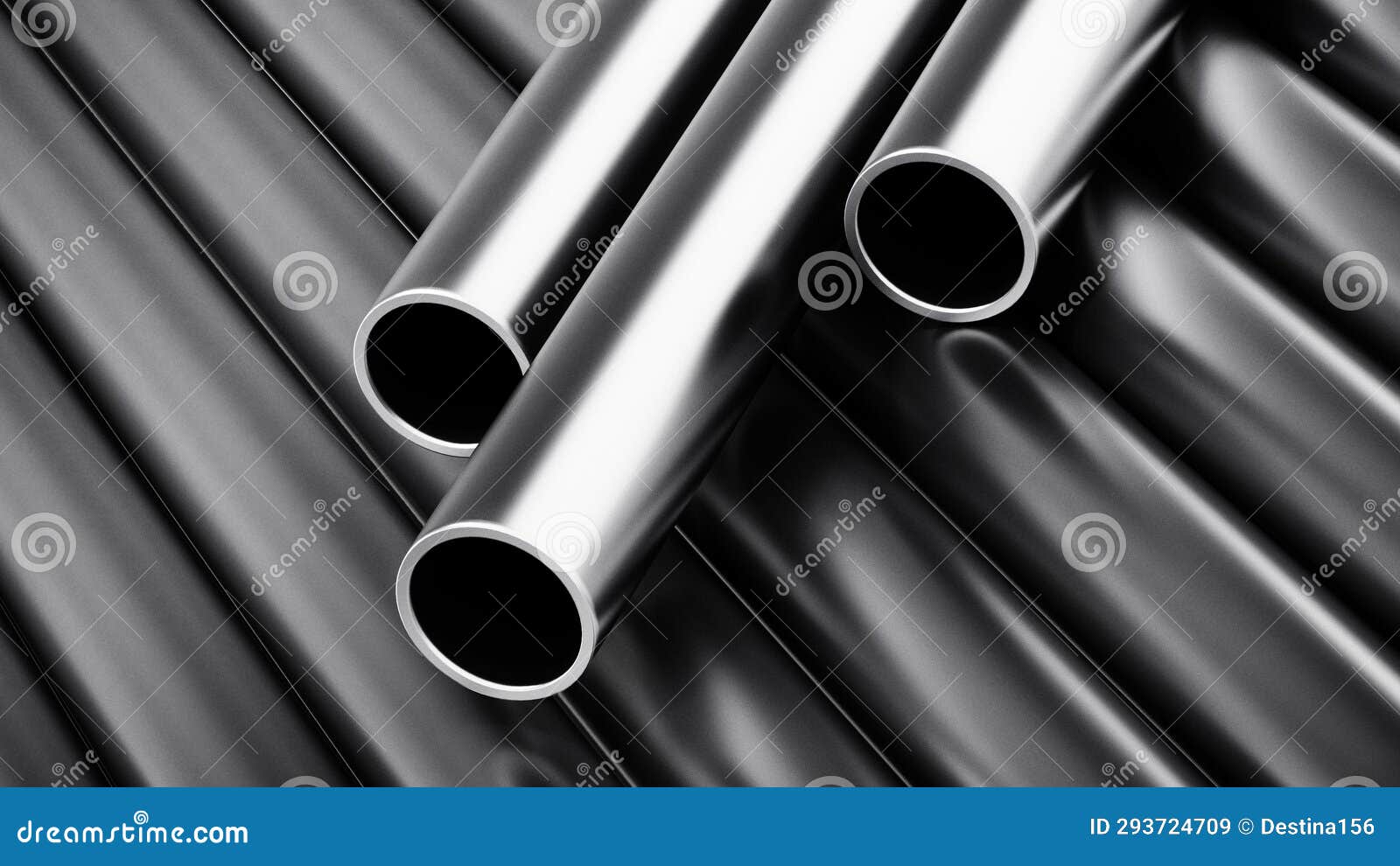 Large Group of Steel Tubes. 3D Illustration Stock Illustration ...