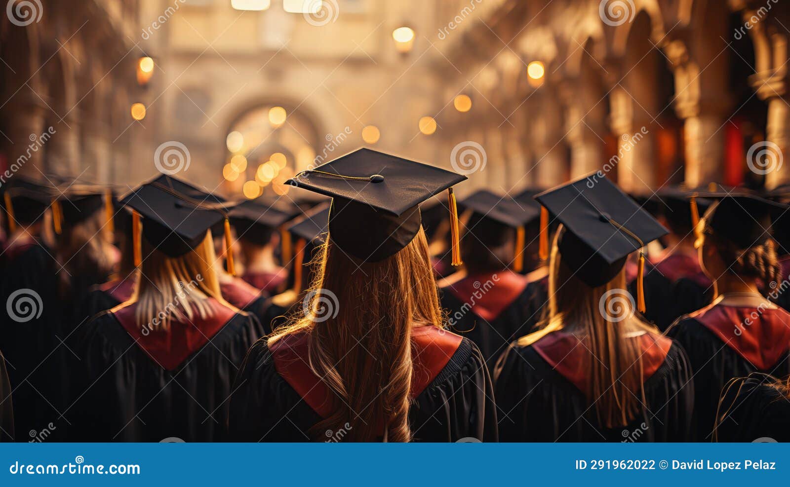 Large Group of Students Attending Graduation. Generative AI Stock ...