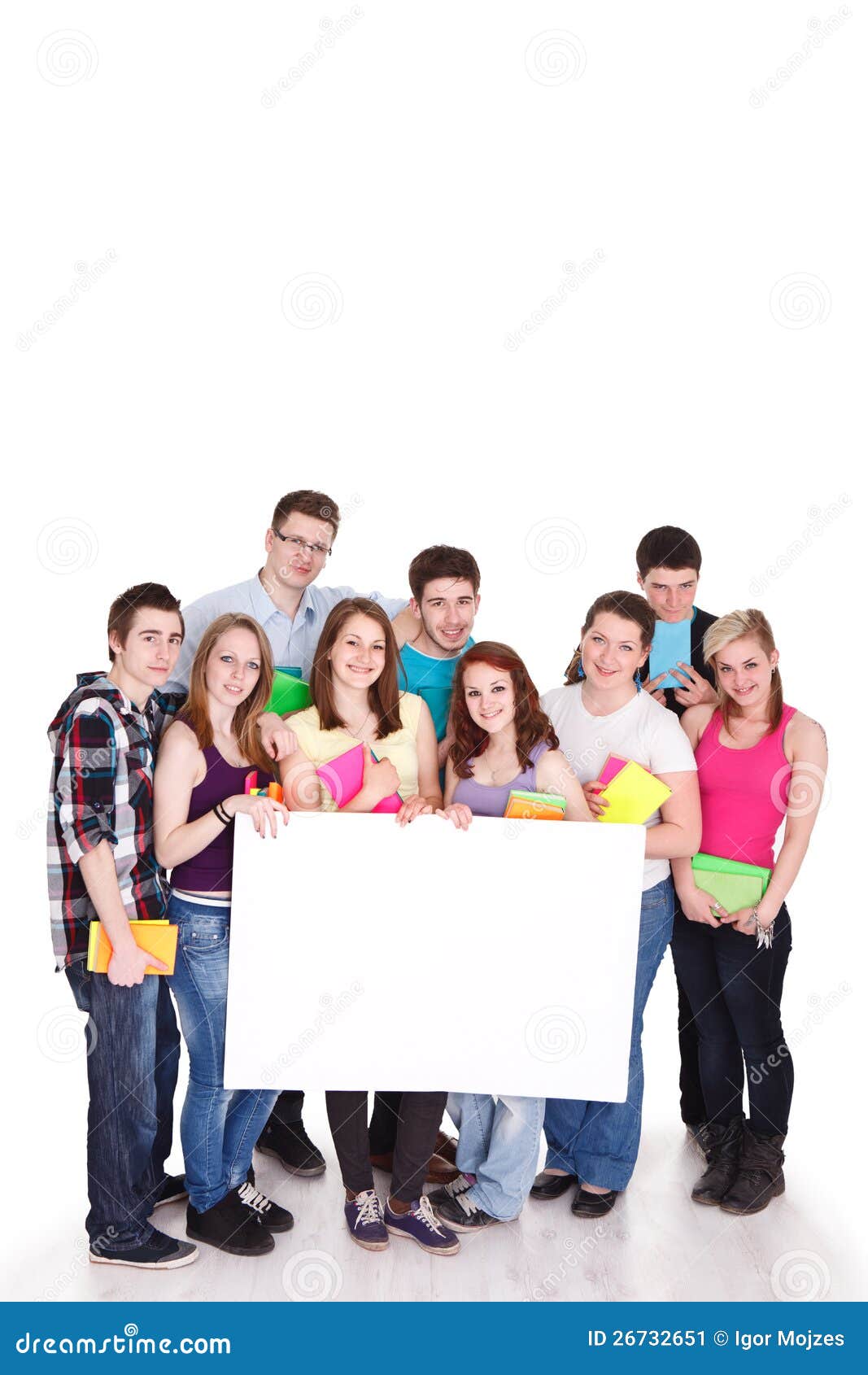Large Group of Students with Blank Sign Stock Image - Image of people ...