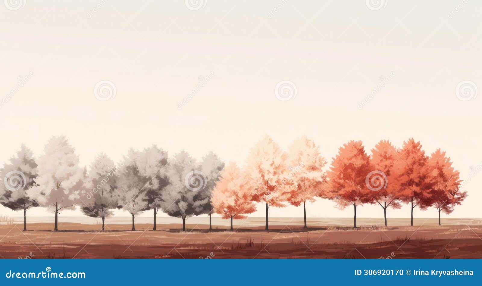 A Large Group of Trees in Different Colors in a Field Stock Photo ...