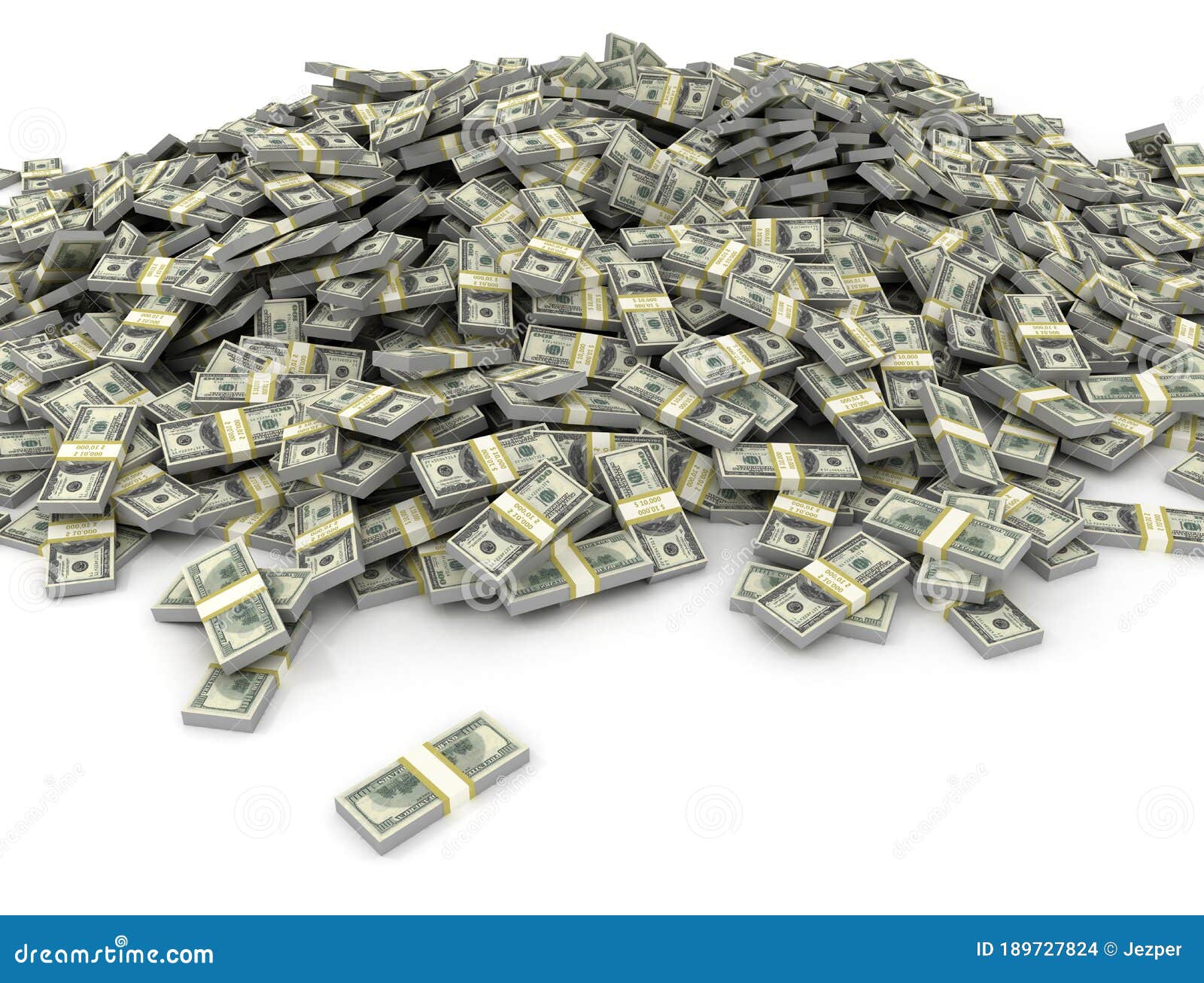 Large Group of US Dollar Bundles on White Background. Finance Stock ...