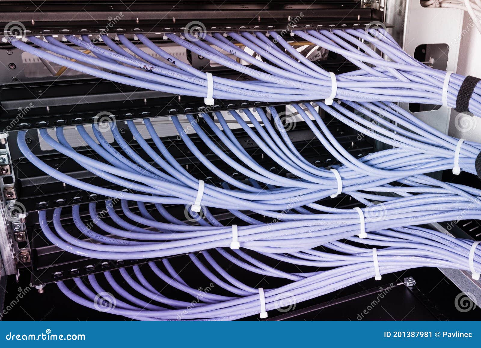 Large Group of UTP Cables, Ethernet Cables in Rack Cabinet, Lead Stock ...