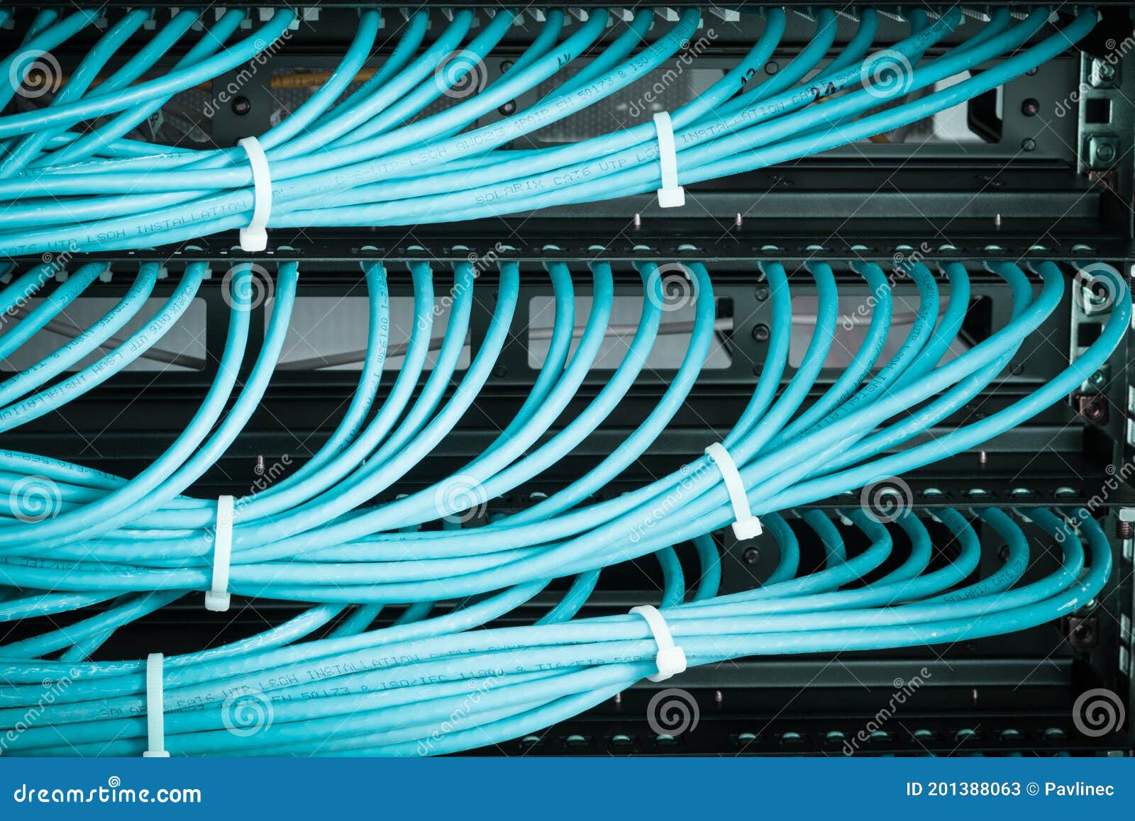 Large Group of UTP Cables, Ethernet Cables in Rack Cabinet, Lead Stock ...