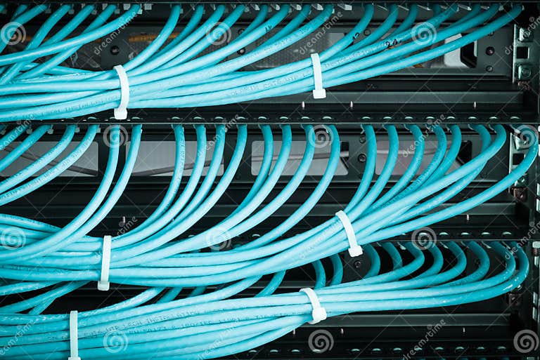 Large Group of UTP Cables, Ethernet Cables in Rack Cabinet, Lead Stock ...