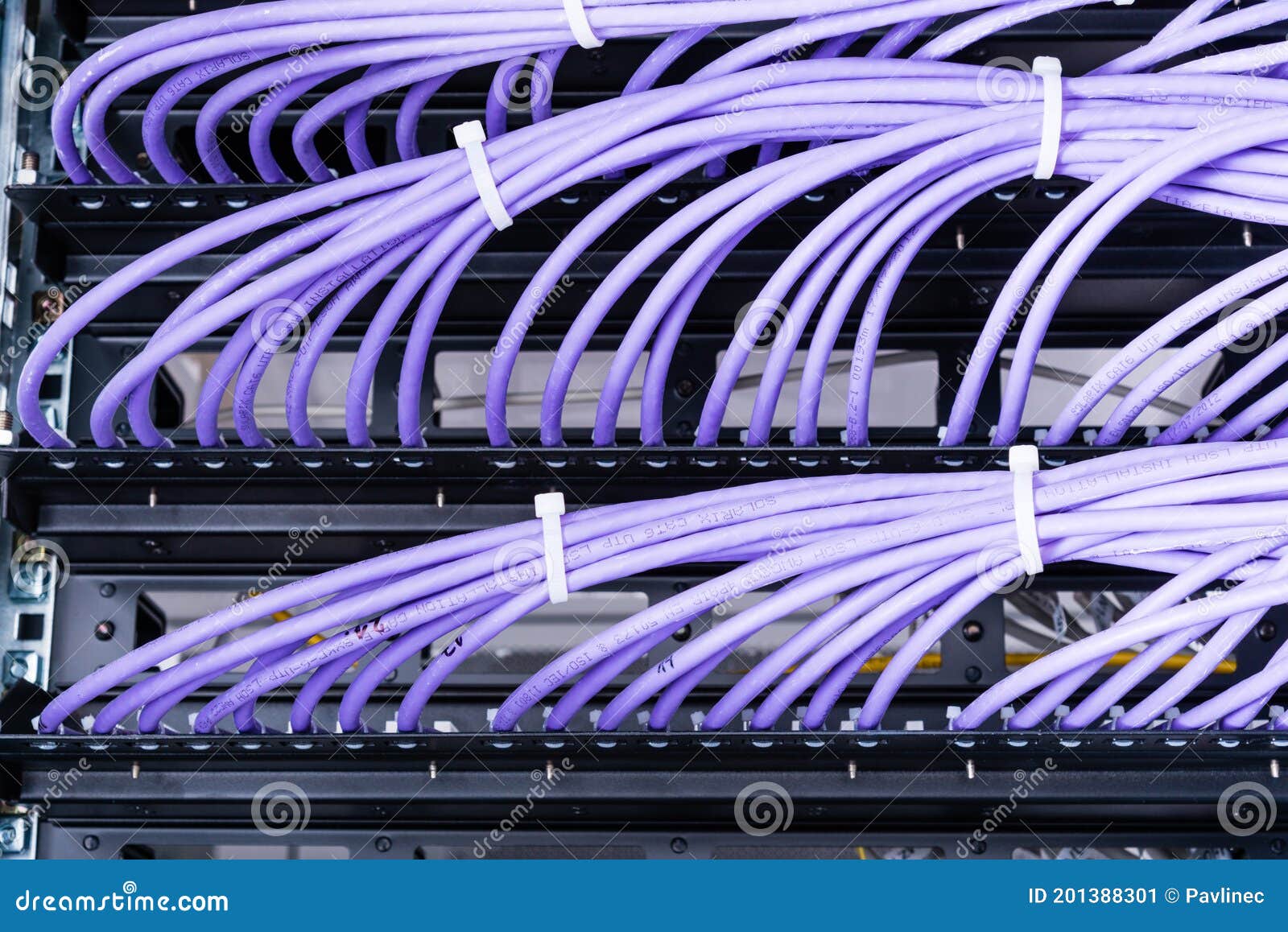 Large Group of UTP Cables, Ethernet Cables in Rack Cabinet, Lead Stock ...