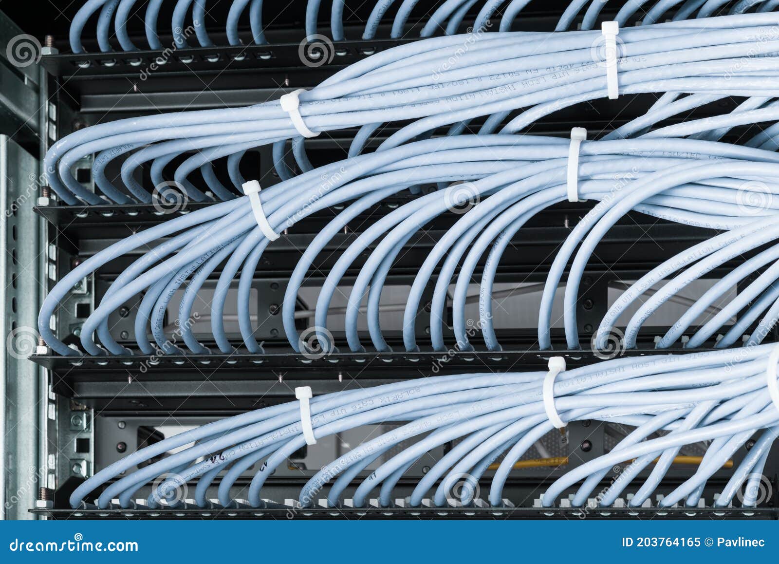 Large Group of UTP Cables, Ethernet Cables in Rack Cabinet, Lead Stock ...