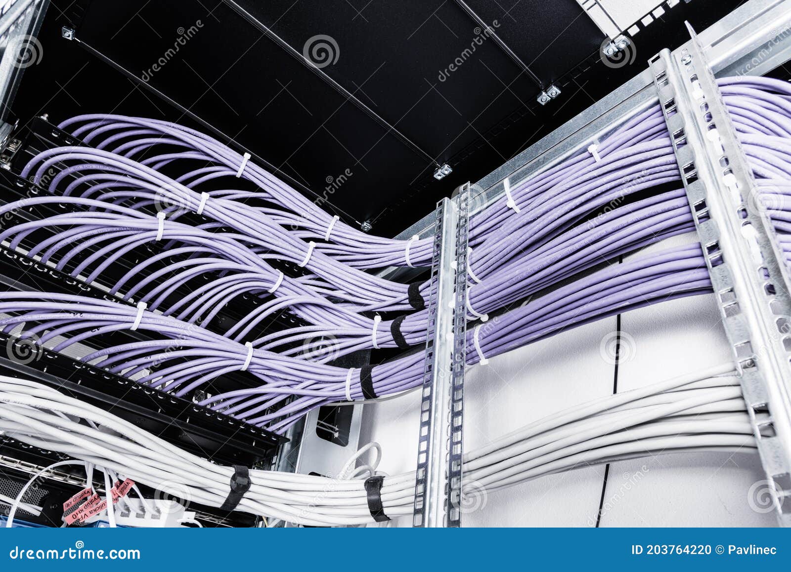 Large Group of UTP Cables, Ethernet Cables in Rack Cabinet, Lead Stock ...