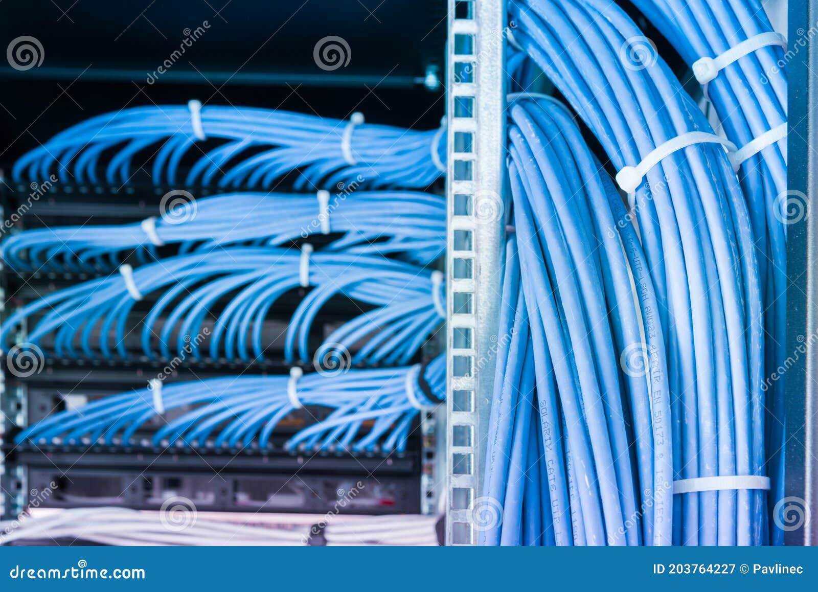 Large Group of UTP Cables, Ethernet Cables in Rack Cabinet, Lead Stock ...