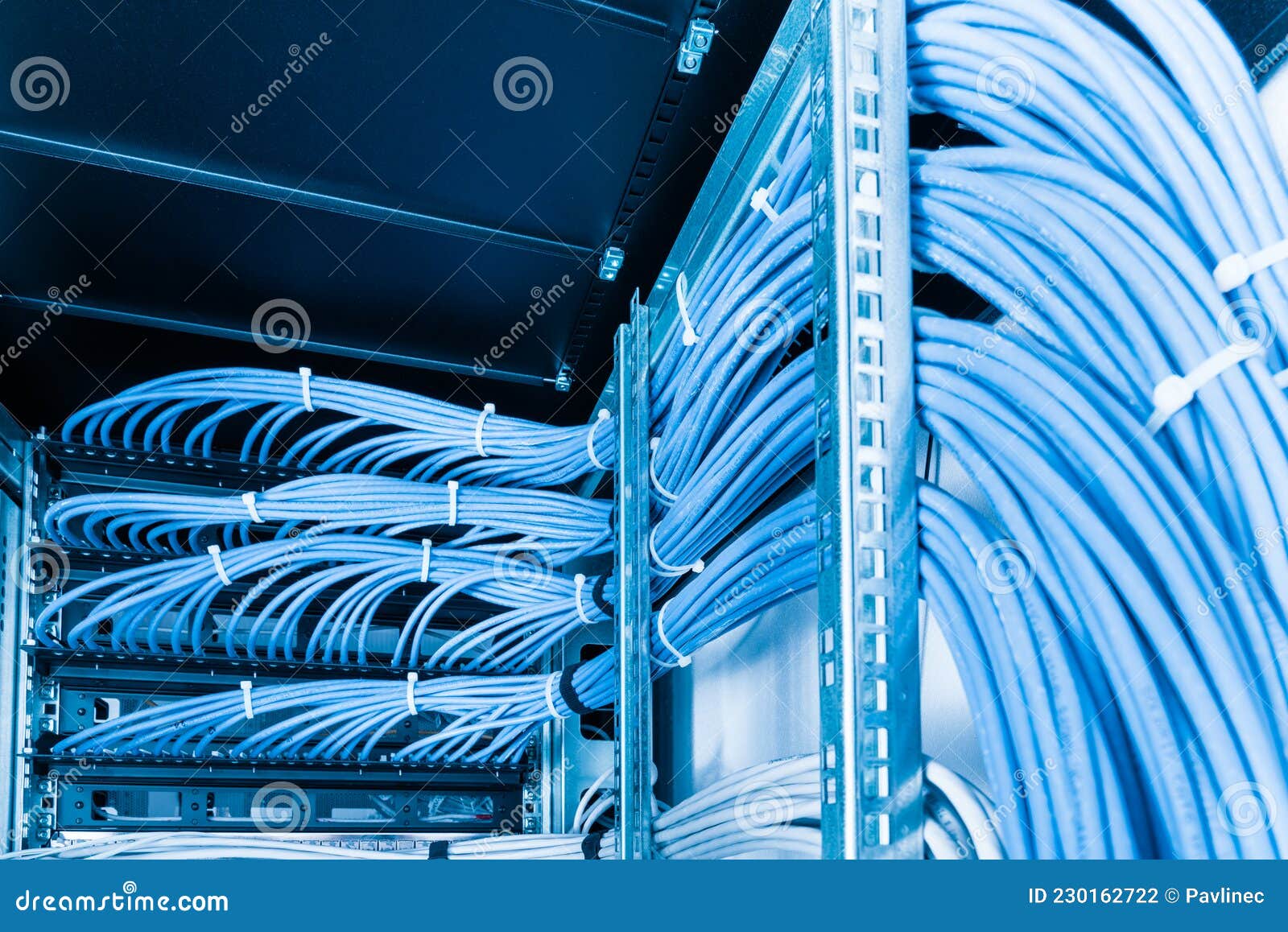 Large Group of UTP Cables, Ethernet Cables in Rack Cabinet, Lead Stock ...