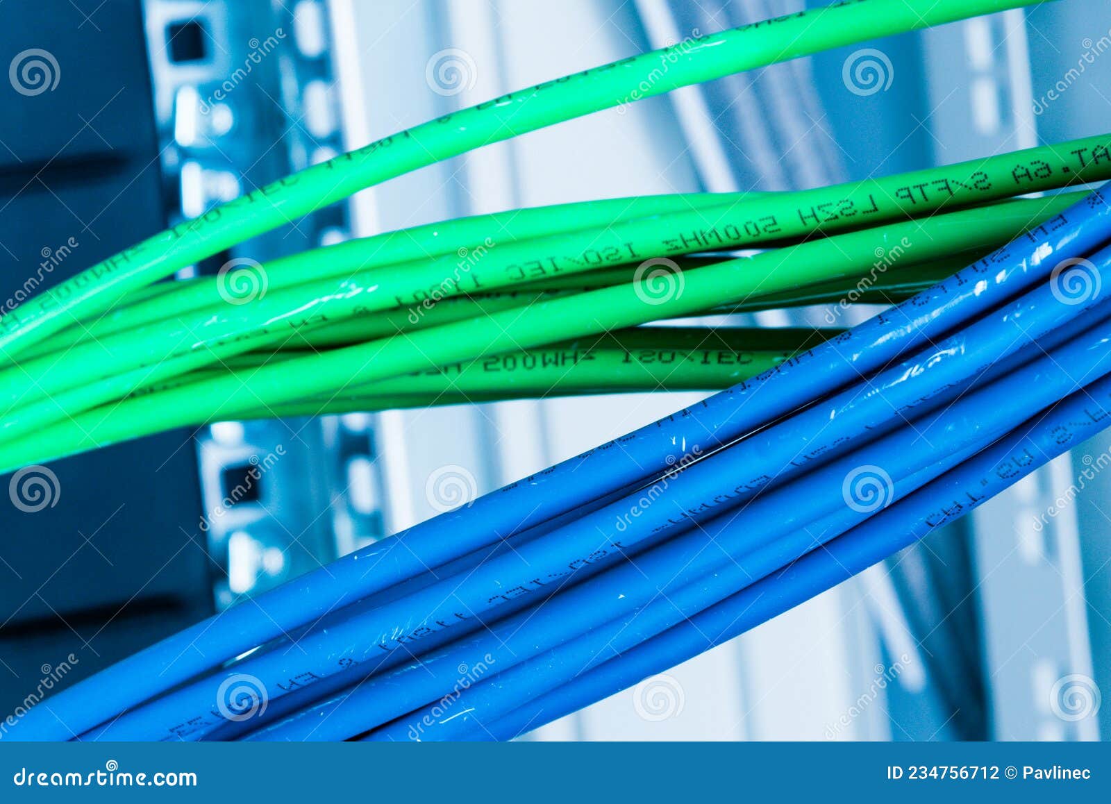 Large Group of UTP Cables, Ethernet Cables in Rack Cabinet, Lead Stock ...