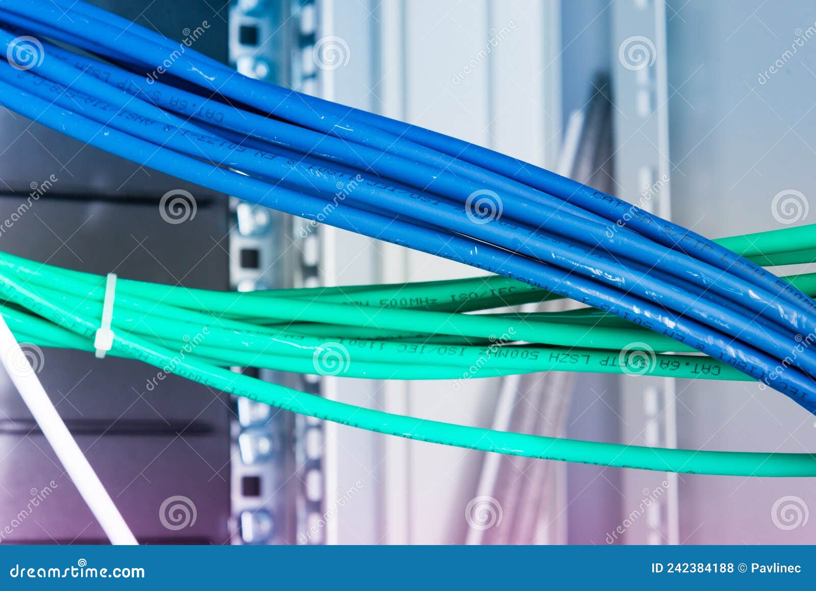 Large Group of UTP Cables, Ethernet Cables in Rack Cabinet, Lead Stock ...