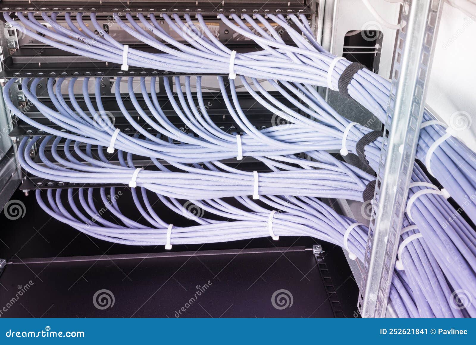 Large Group of UTP Cables, Ethernet Cables in Rack Cabinet, Lead Stock ...