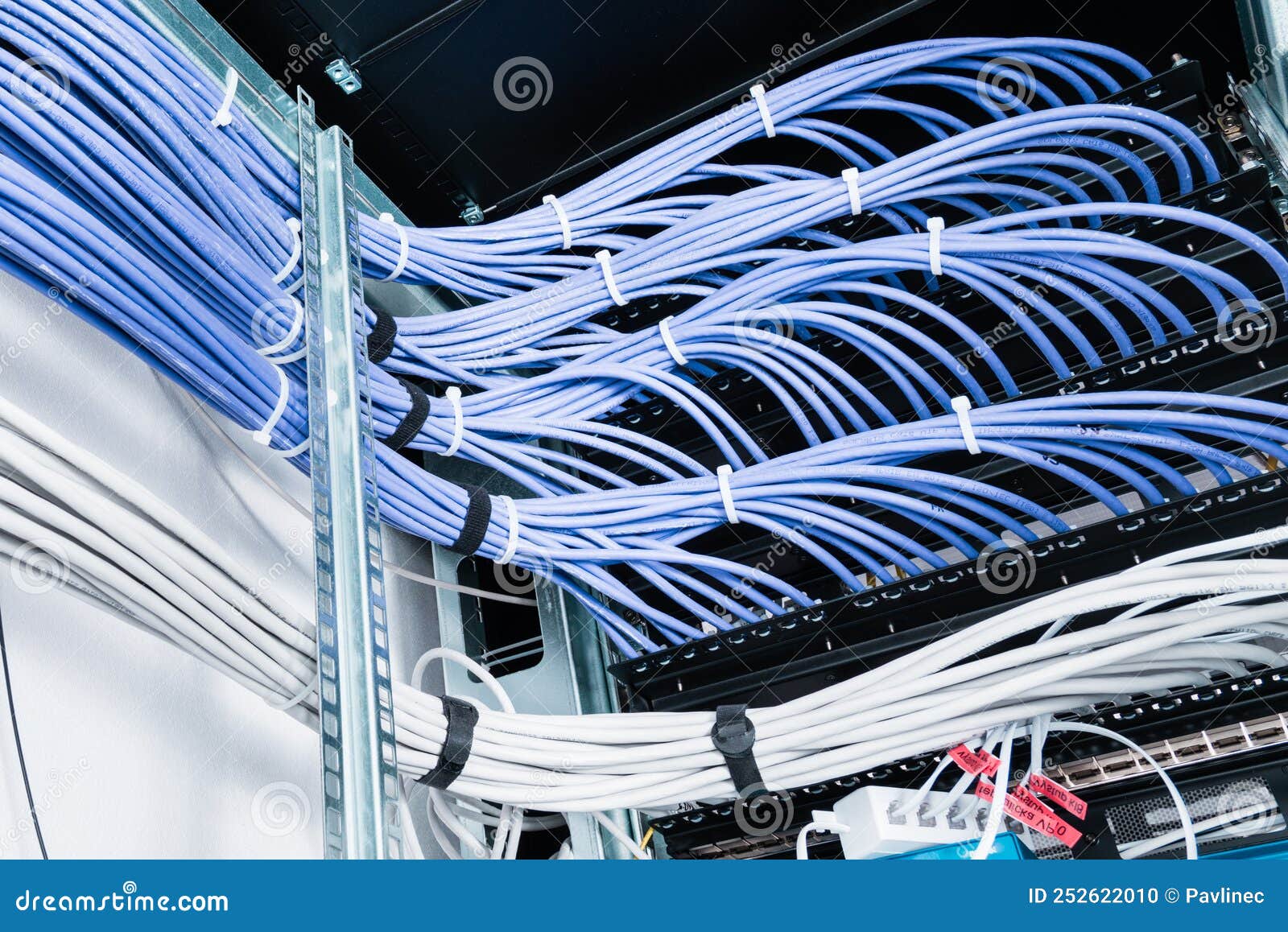Large Group of UTP Cables, Ethernet Cables in Rack Cabinet, Lead Stock ...