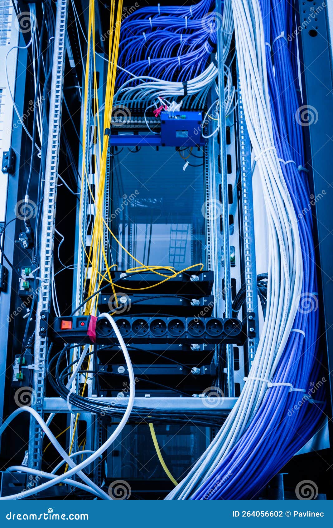 Large Group of UTP Cables, Ethernet Cables in Rack Cabinet, Lead Stock ...