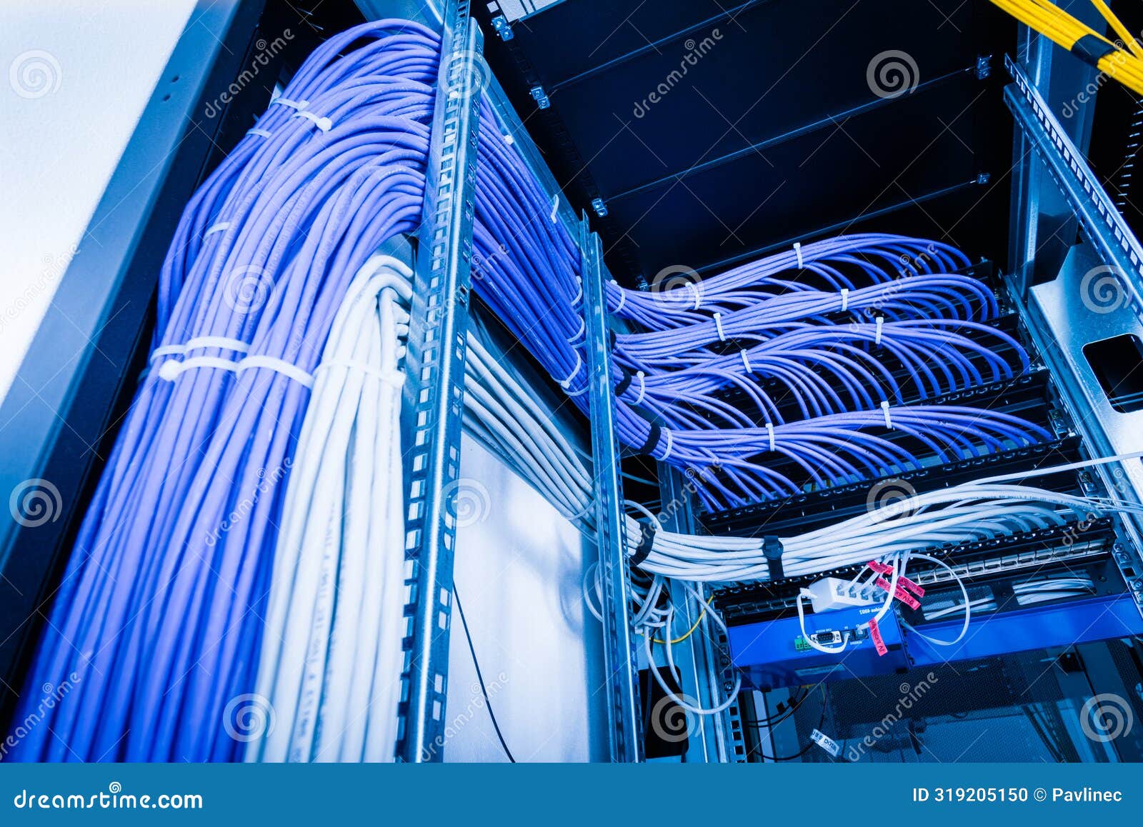 Large Group of UTP Cables, Ethernet Cables in Rack Cabinet, Lead Stock ...