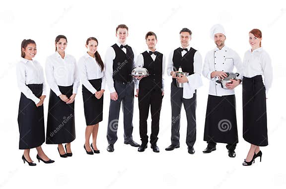 Large Group of Waiters and Waitresses Stock Photo - Image of restaurant ...