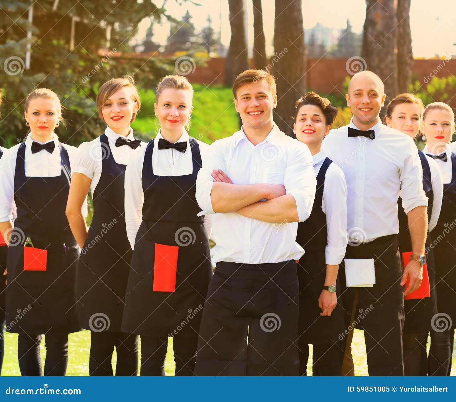 Large Group of Waiters and Waitresses Stock Image - Image of ...