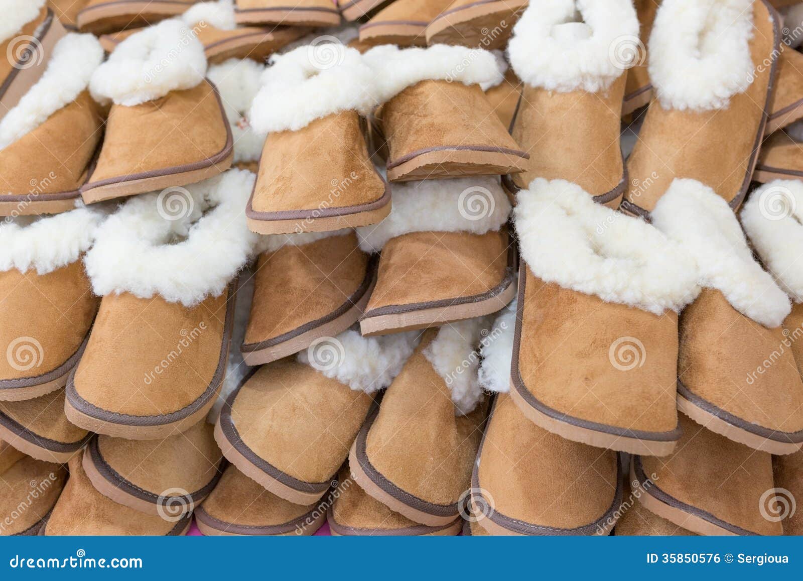 Large Group of Warm Soft Slippers for the Winter. Stock Photo - Image ...