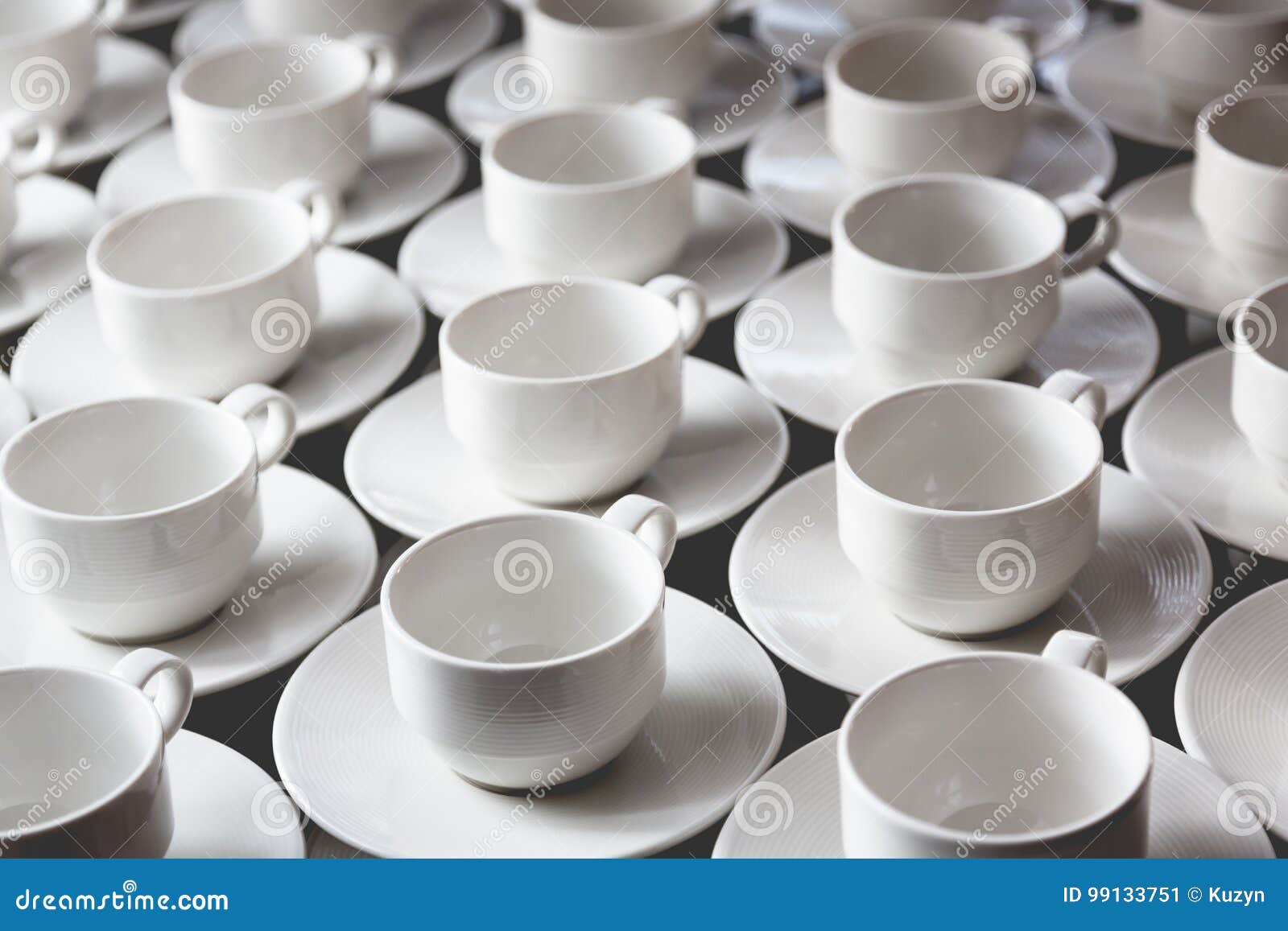 Large Group of White Coffee Tea Cups Arranged in Rows Stock Image ...