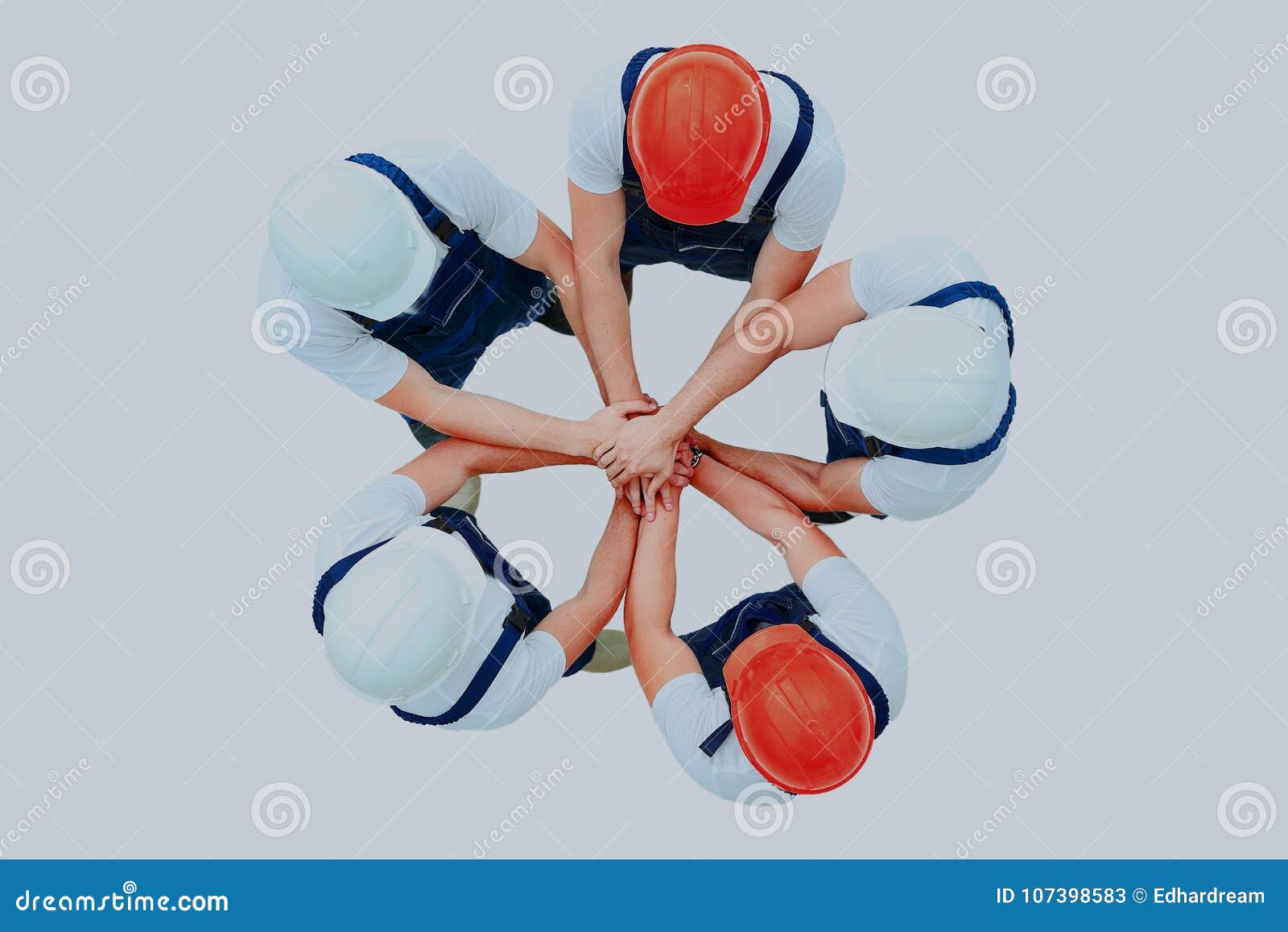 Large Group of Workers Standing in Circle. Stock Image - Image of ...