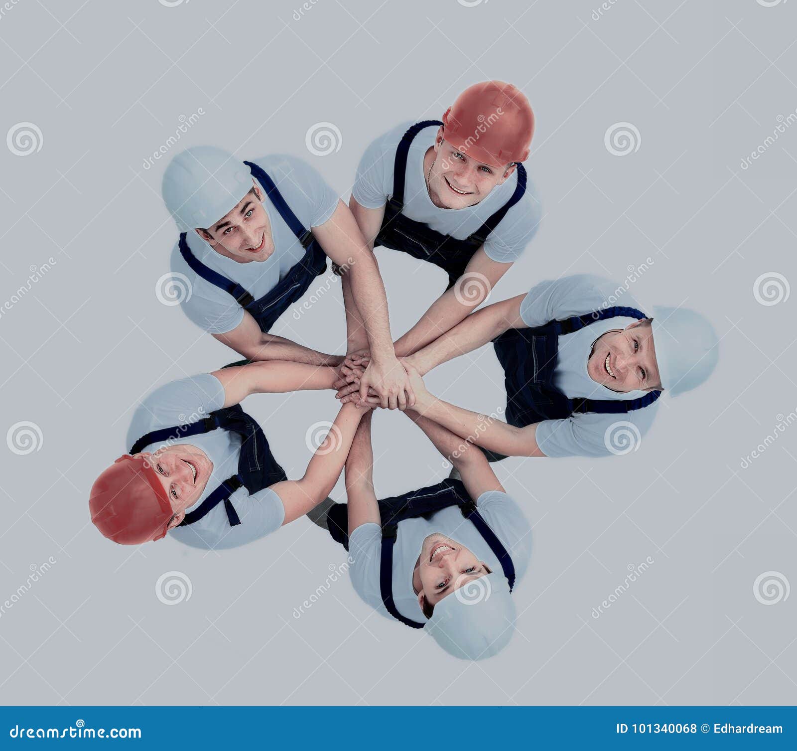 Large Group of Workers Standing in Circle Top View Stock Photo - Image ...