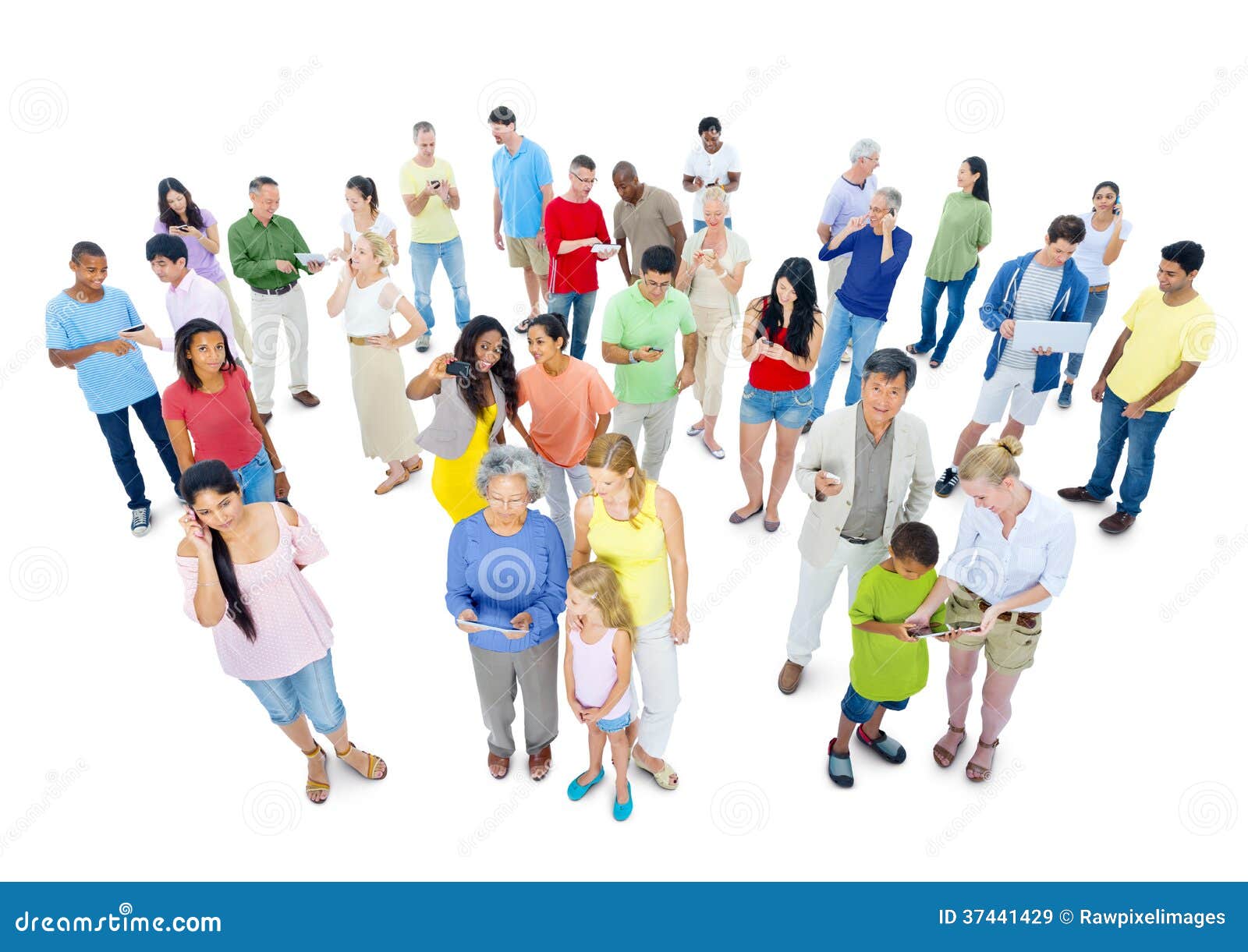 Large Group of World People Enjoying New Technology Stock Image - Image ...