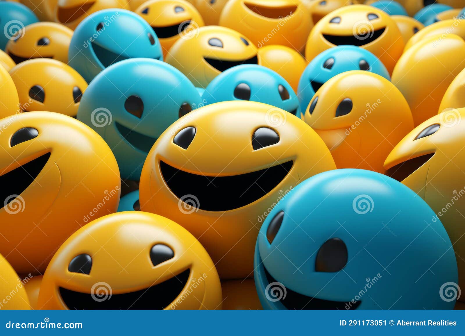A Large Group of Yellow and Blue Smiley Faces Stock Illustration ...