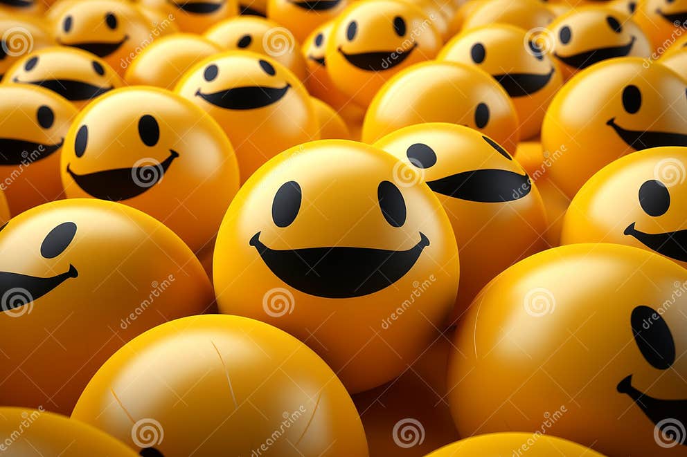 A Large Group of Yellow Smiley Faces Stock Illustration - Illustration ...