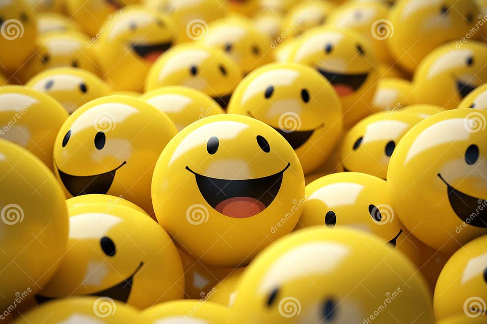 A Large Group of Yellow Smiley Faces Stock Illustration - Illustration ...